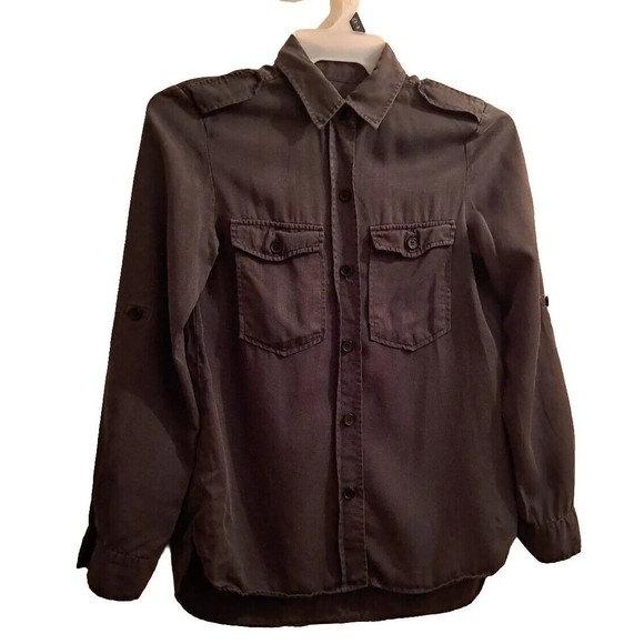 Zara | Tops | Zara Premium Denim Collection Green Oversized Shirt ...